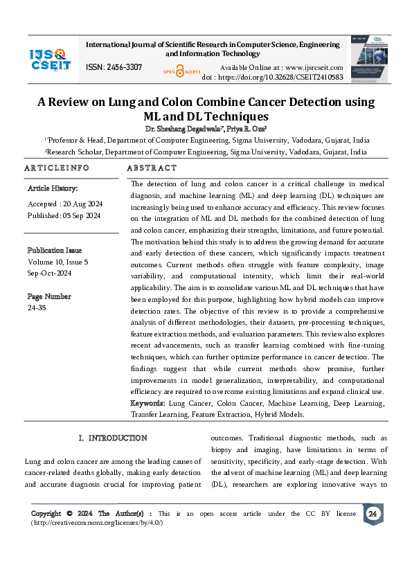 (PDF) A Review on Lung and Colon Combine Cancer Detection using ML and ...