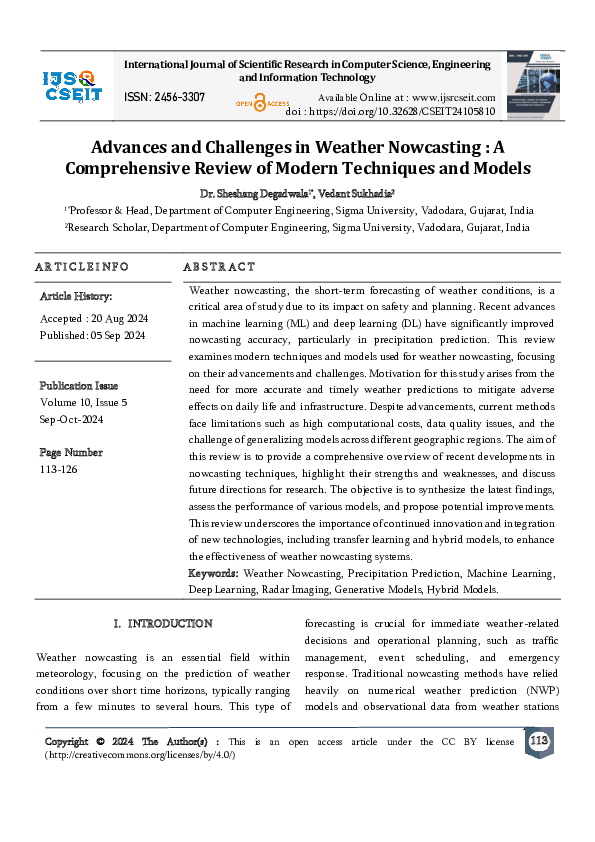 (PDF) Advances and Challenges in Weather Nowcasting : A Comprehensive Review of Modern ...