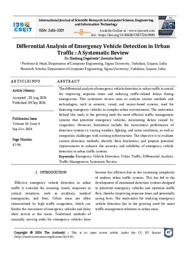 (PDF) Differential Analysis of Emergency Vehicle Detection in Urban ...