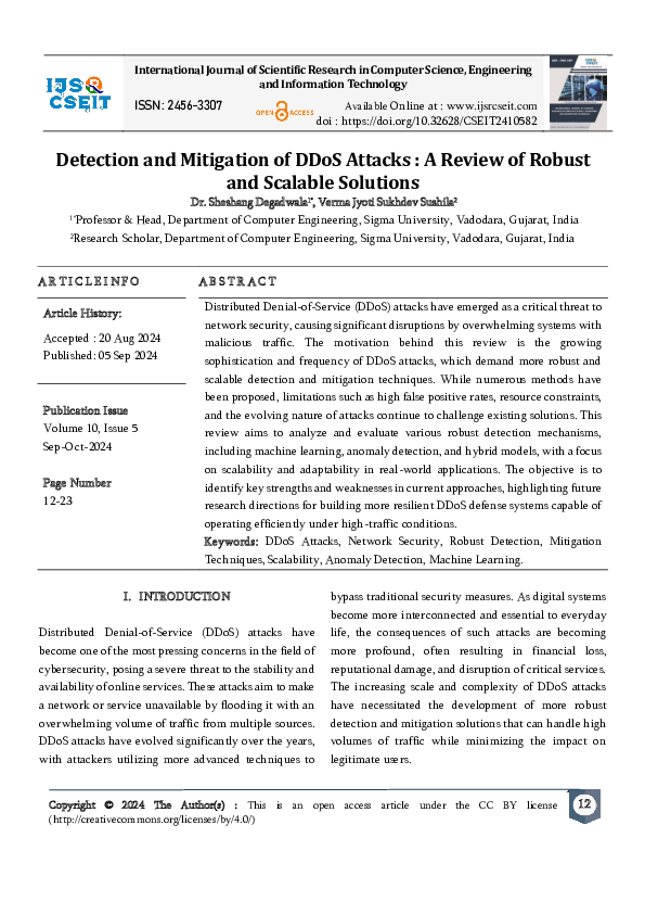 Pdf Detection And Mitigation Of Ddos Attacks A Review Of Robust And
