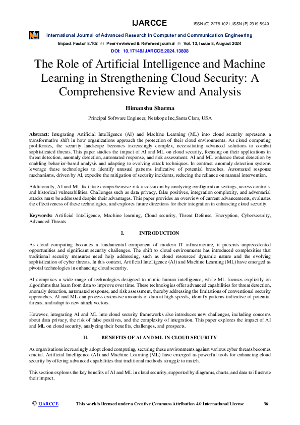 (PDF) The Role of Artificial Intelligence and Machine Learning in Strengthening Cloud Security ...