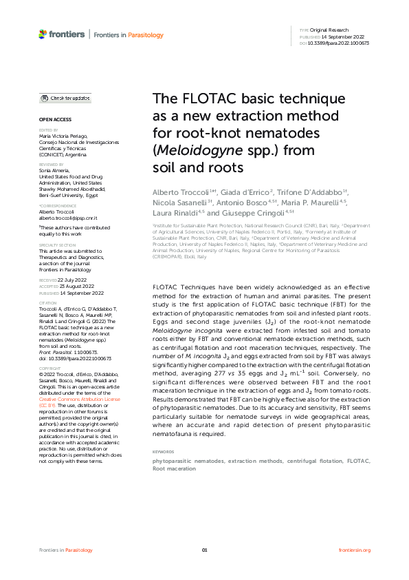 (PDF) The FLOTAC basic technique as a new extraction method for root ...