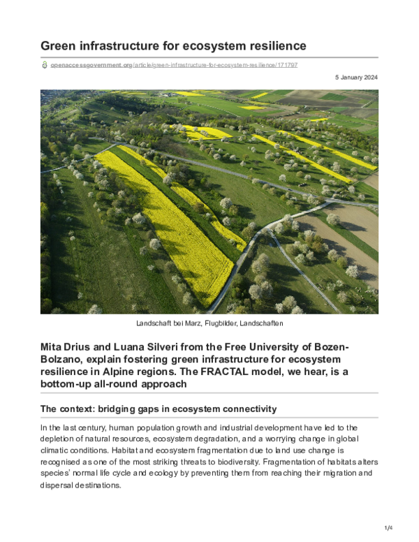 (PDF) Green infrastructure for ecosystem resilience