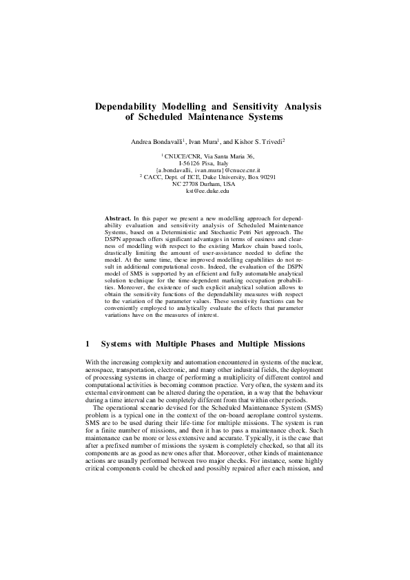 (PDF) Dependability Modelling and Sensitivity Analysis of Scheduled Maintenance Systems | Ivan ...