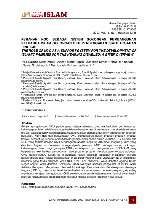(PDF) Peranan NGO Sebagai Sistem Sokongan Pembangunan Keluarga Islam ...