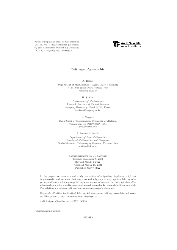 (PDF) Left rays of groupoids
