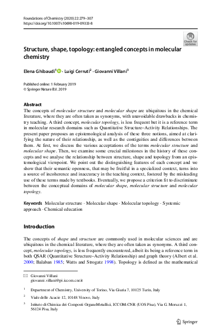(PDF) Structure, shape, topology: entangled concepts in molecular chemistry