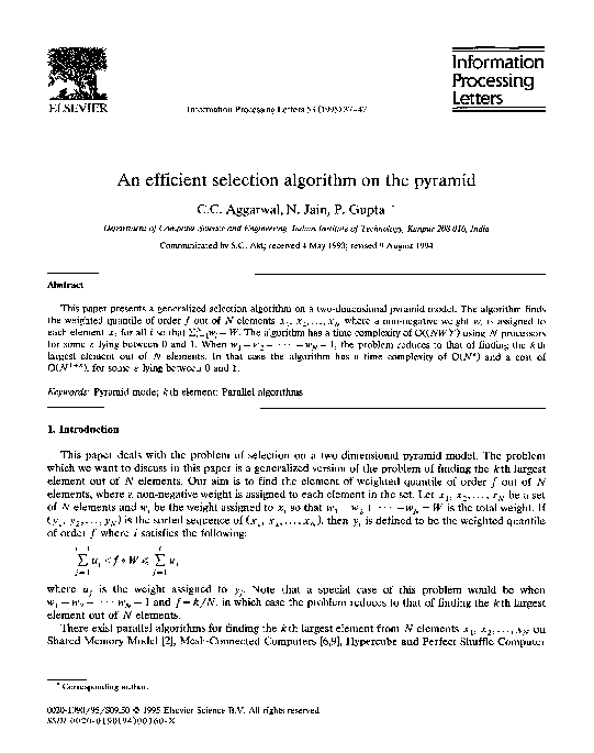 (PDF) An efficient selection algorithm on the pyramid | Charan h.j Charu - Academia.edu