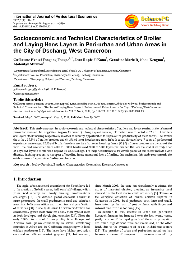 (PDF) Socioeconomic and Technical Characteristics of Broiler and Laying ...