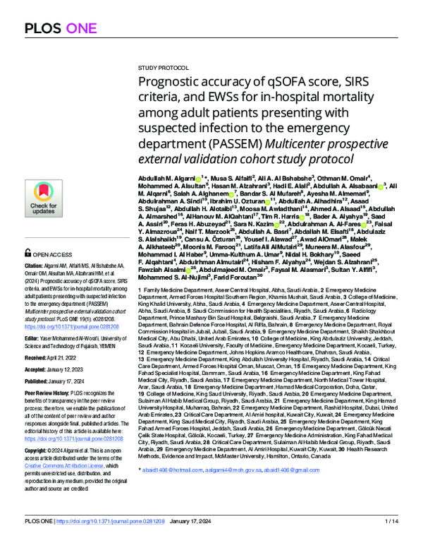 (PDF) Prognostic accuracy of qSOFA score, SIRS criteria, and EWSs for ...