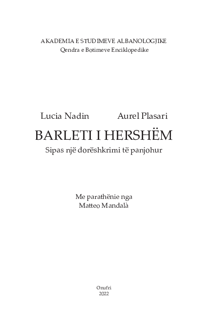 (PDF) Parathënie: Lucia Nadin-Aurel Plasari, Barleti i hershëm