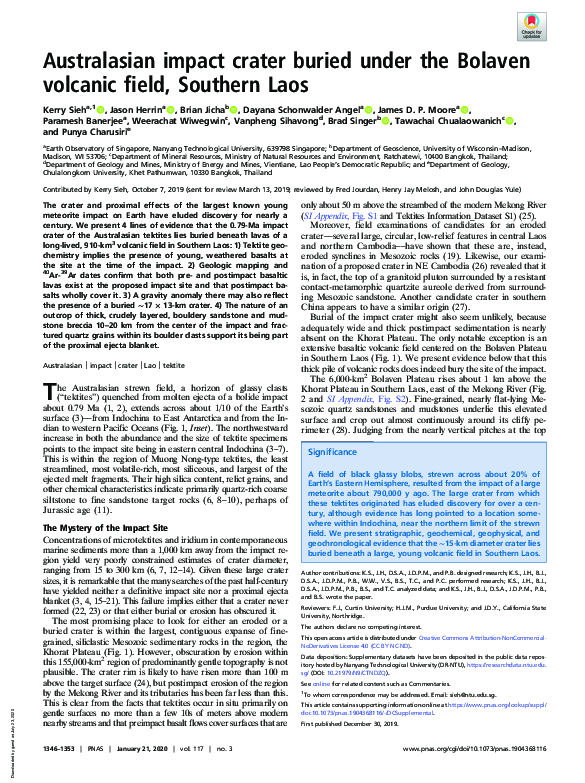 (PDF) Australasian impact crater buried under the Bolaven volcanic ...