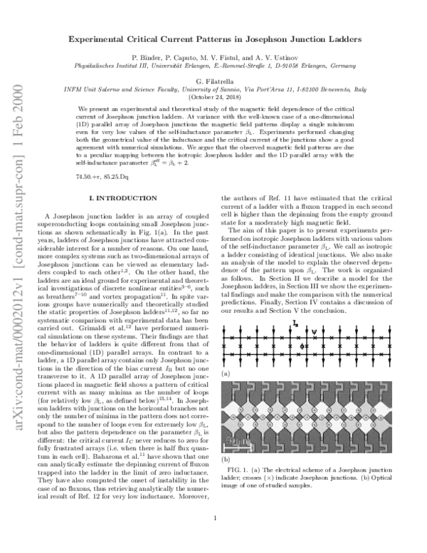 (PDF) Critical Currents in Josephson Junction Ladders