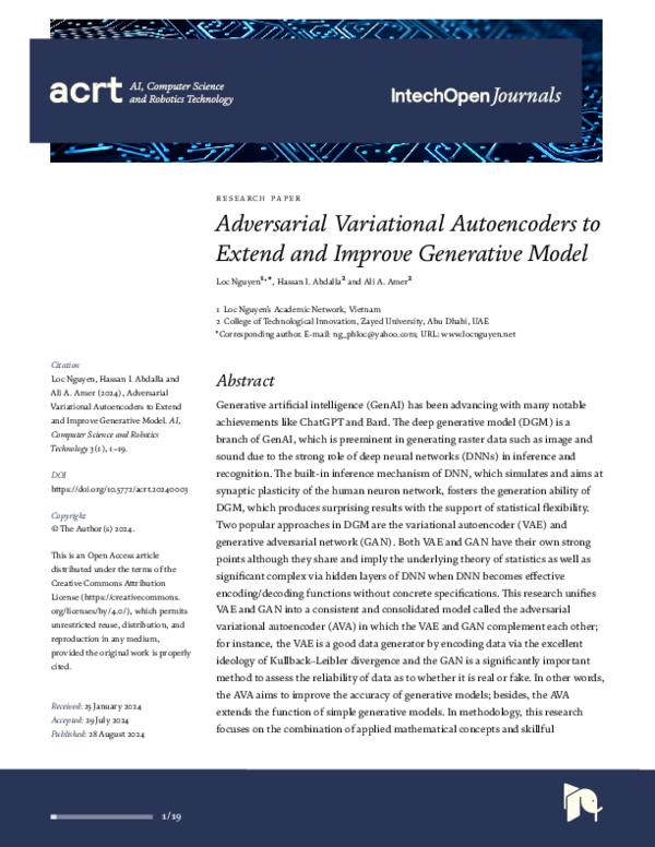 (PDF) Adversarial Variational Autoencoders to extend and improve generative model