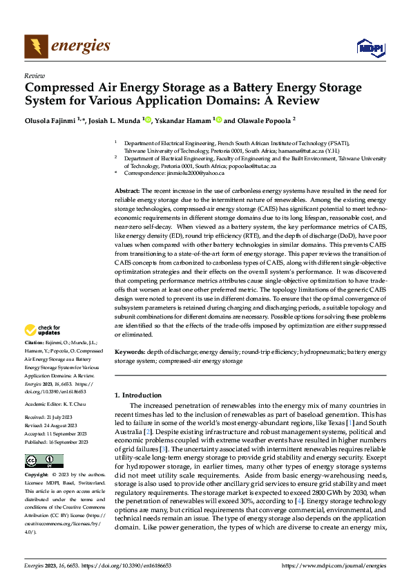 (PDF) Compressed Air Energy Storage as a Battery Energy Storage System ...