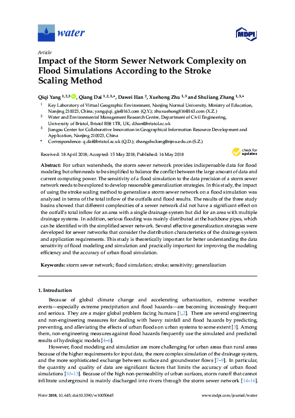 Pdf Impact Of The Storm Sewer Network Complexity On Flood Simulations According To The Stroke