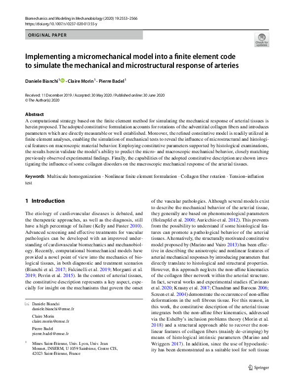 (PDF) Implementing a micromechanical model into a finite element code to simulate the mechanical ...