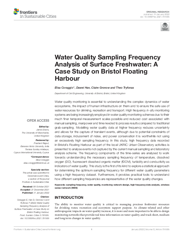 (PDF) Water Quality Sampling Frequency Analysis of Surface Freshwater ...