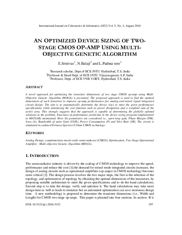 (PDF) An Optimized Device Sizing of Two-Stage CMOS OP-AMP Using Multi-Objective Genetic ...