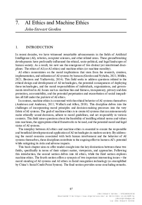 (PDF) AI Ethics and Machine Ethics