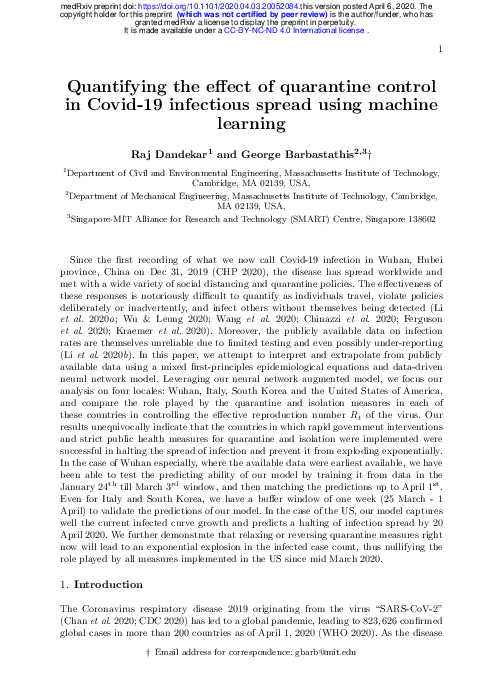 (PDF) Quantifying the effect of quarantine control in Covid-19 ...