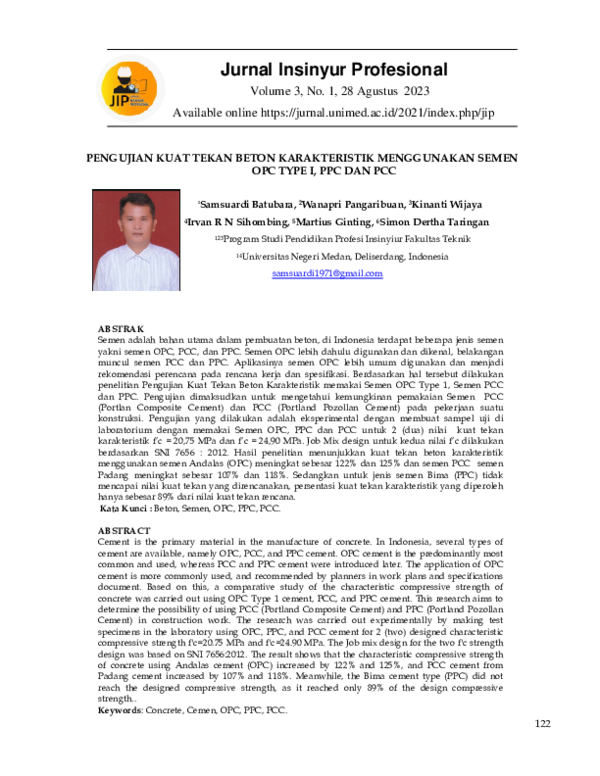 (PDF) Pengujian Kuat Tekan Beton Karakteristik Menggunakan Semen Opc ...