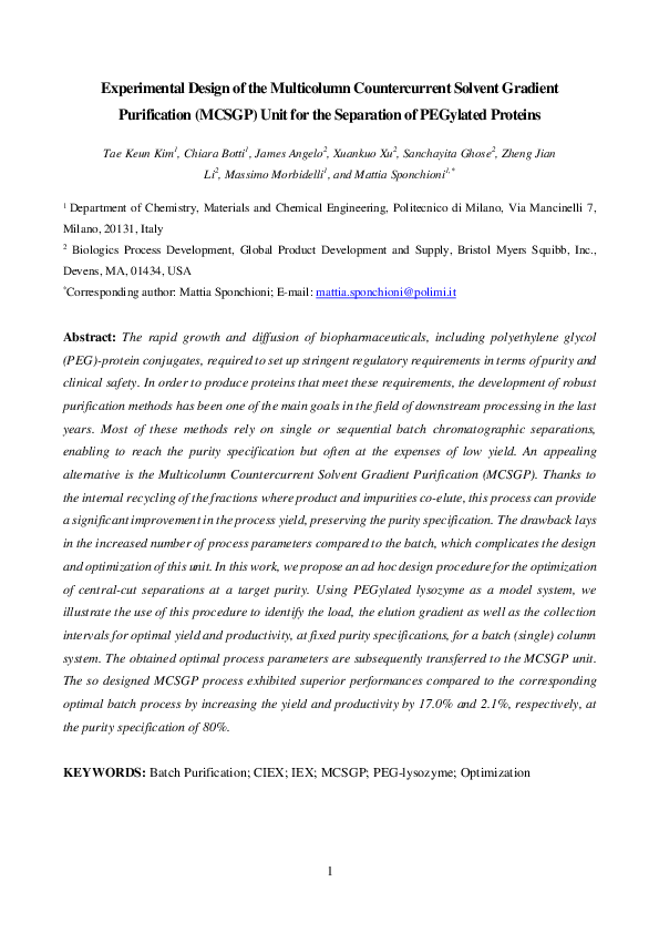 (PDF) Experimental Design of the Multicolumn Countercurrent Solvent ...