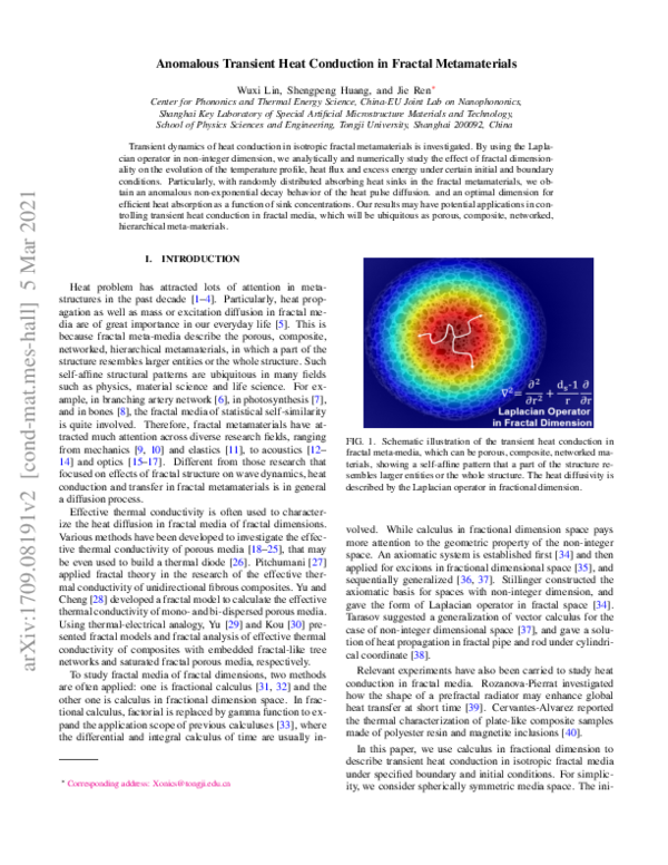 Pdf Transient Heat Conduction In Fractal Media