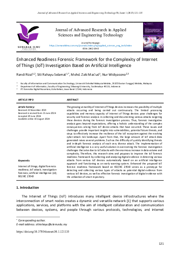 (PDF) Enhanced Readiness Forensic Framework for the Complexity of Internet of Things (IoT ...