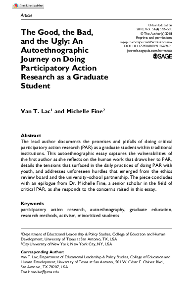(PDF) The Good, the Bad, and the Ugly: An Autoethnographic Journey on ...