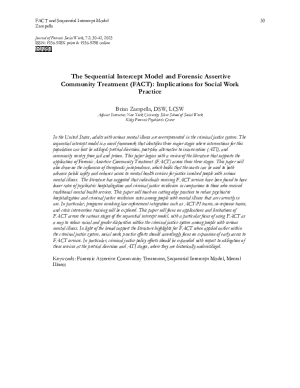 (PDF) The Sequential Intercept Model and Forensic Assertive Community ...