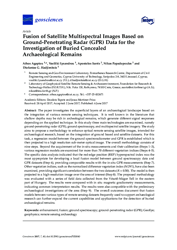 Fusion of Satellite Multispectral Images Based on Ground-Penetrating ...