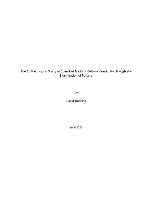 (PDF) The Archaeological Study of Cherokee Nation's Cultural Continuity ...