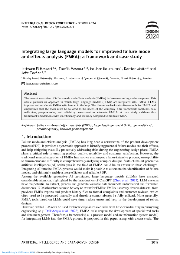 (PDF) Integrating large language models for improved failure mode and ...