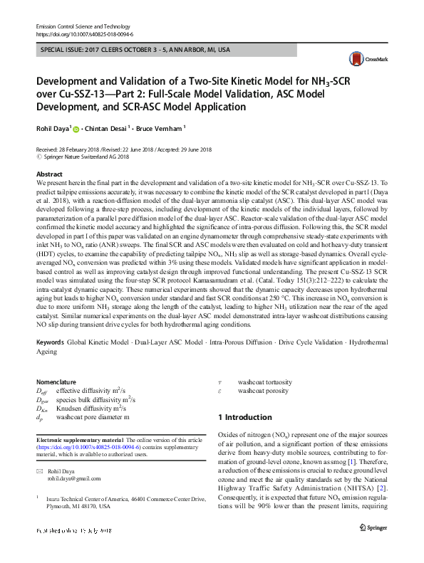(PDF) Development and Validation of a Two-Site Kinetic Model for NH3 ...