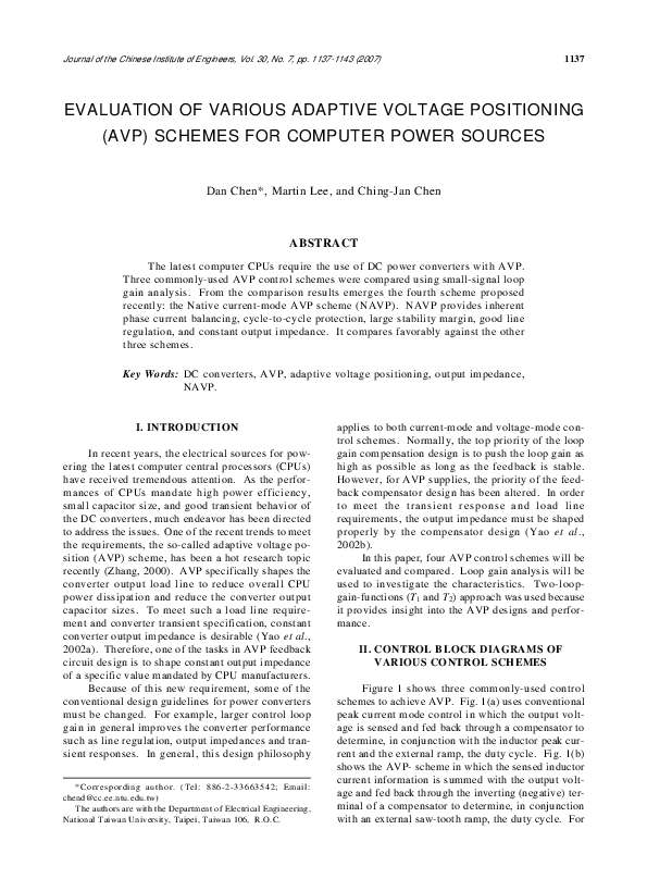 (PDF) Evaluation of various adaptive voltage positioning (AVP) schemes ...