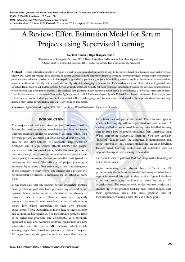 (PDF) A Review: Effort Estimation Model for Scrum Projects using Supervised Learning