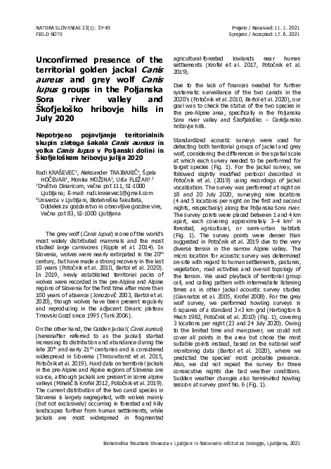 (PDF) Unconfirmed presence of the territorial golden jackal Canis ...