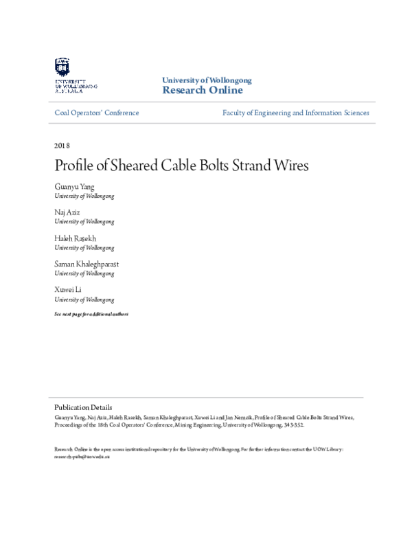 (PDF) Profile of Sheared Cable Bolts Strand Wires