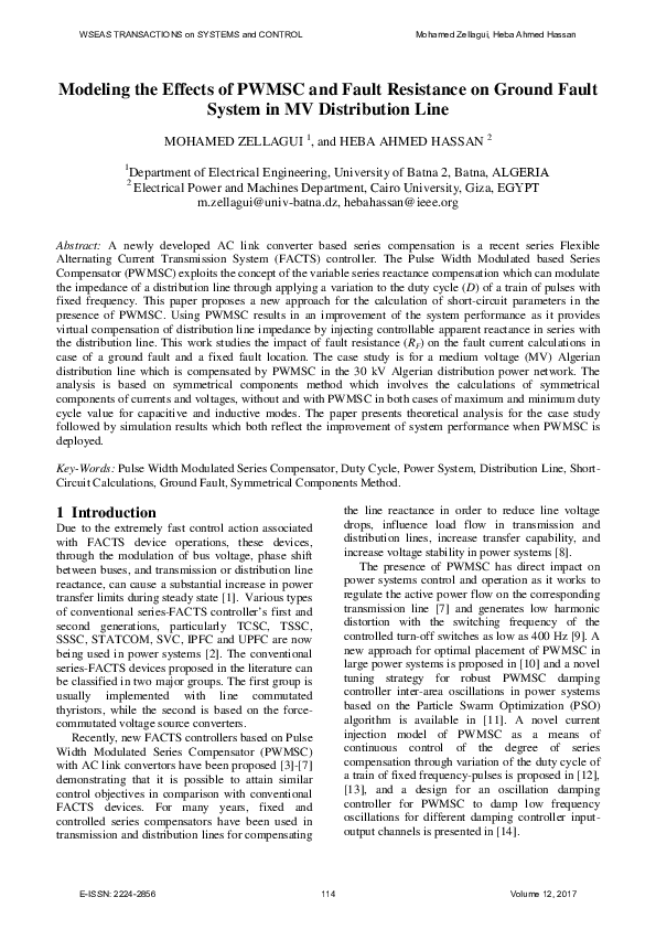 Pdf Modeling The Effects Of Pwmsc And Fault Resistance On Ground Fault System In Mv