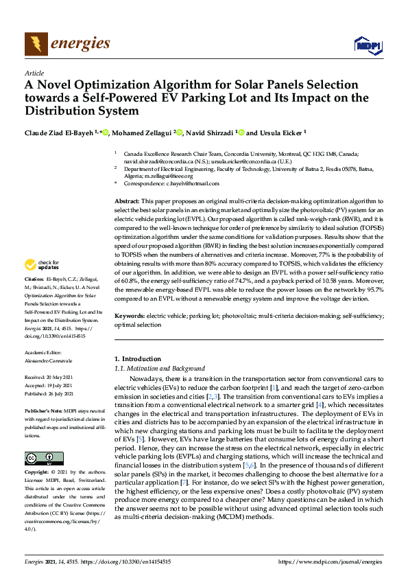 (PDF) A Novel Optimization Algorithm for Solar Panels Selection towards a Self-Powered EV ...