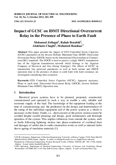 (PDF) Impact of GCSC on IDMT directional overcurrent relay in the ...