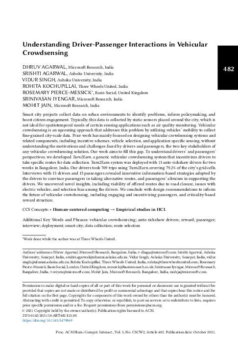 (PDF) Understanding Driver-Passenger Interactions in Vehicular Crowdsensing