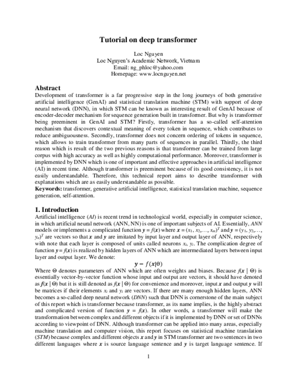 (PDF) Tutorial on Deep Transformer
