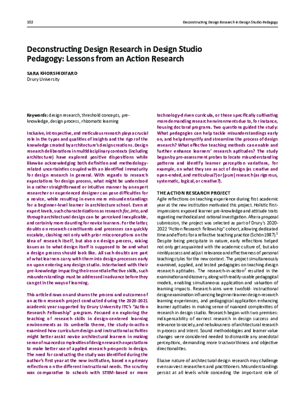 (PDF) Deconstructing Design Research in Design Studio Pedagogy: Lessons from Action Research
