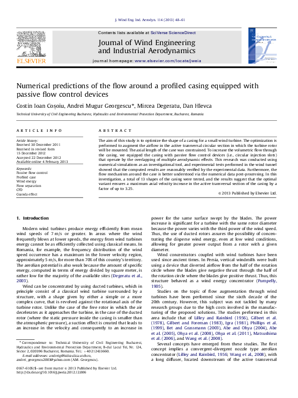 (PDF) Numerical predictions of the flow around a profiled casing equipped with passive flow ...
