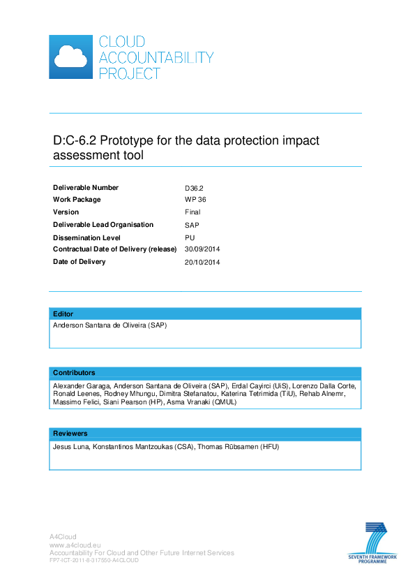 (PDF) D:C-6.2 Prototype for the data protection impact assessment tool