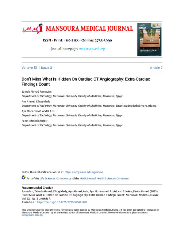 (PDF) Don’t Miss What Is Hidden On Cardiac CT Angiography: Extra ...