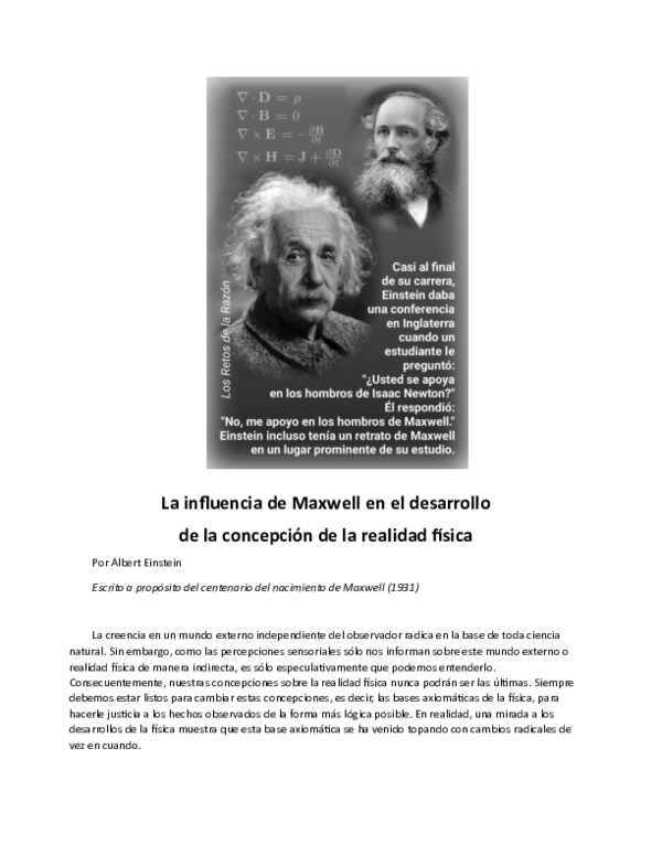 (PDF) La influencia de Maxwell en el desarrollo de la concepción de la ...