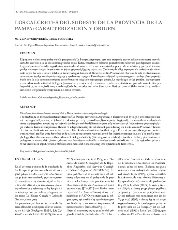 (PDF) Los Calcretes Del Sudeste De La Provincia De La Pampa ...